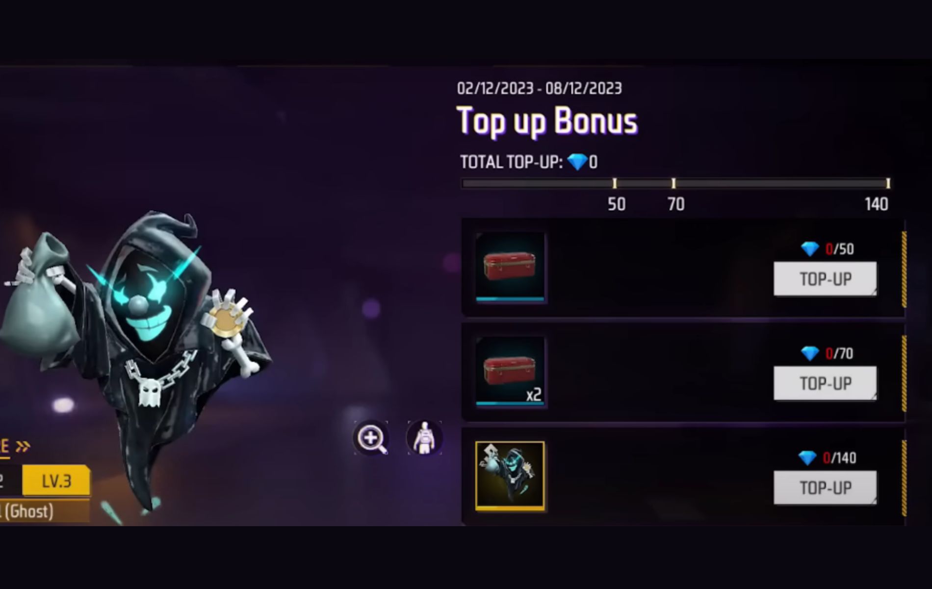 Hadiah Event Backpack Top Criminal Ghost Bonus Topup Free Fire (FF ...