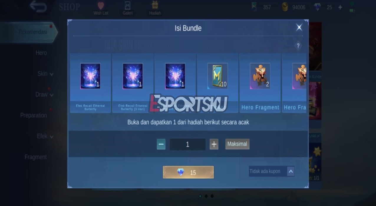 Total Diamond Efek Recall Ethereal Butterfly Mobile Legends (ML ...