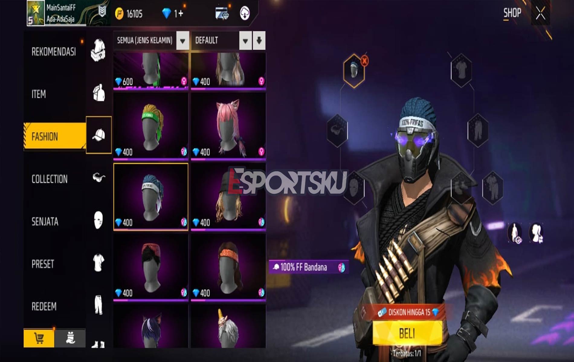 Klaim Sekarang Skin Bandana 100% Free Fire (FF) dengan Kode Redeem FF ...