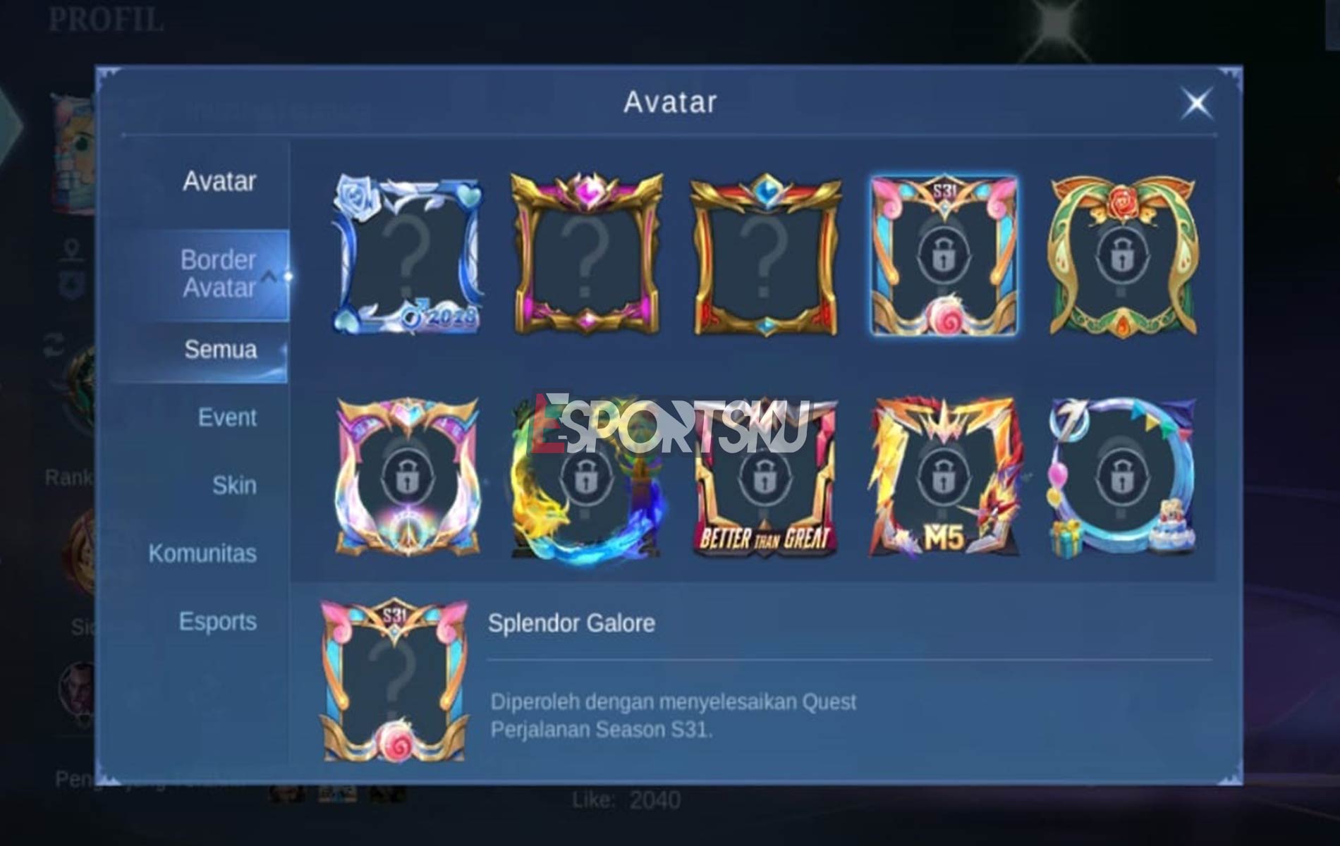 5 Cara Dapatkan Border Avatar Splendor Galore Mobile Legends (ML ...