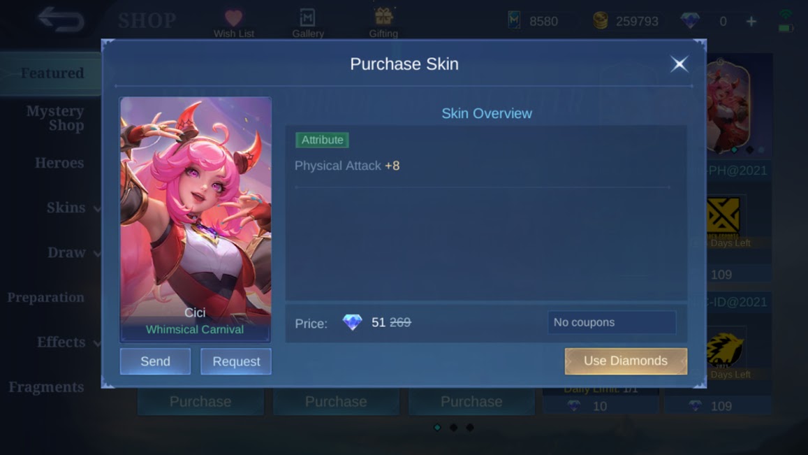 How much does the Cici Whimsical Carnival skin cost Mobile Legends (ML ...