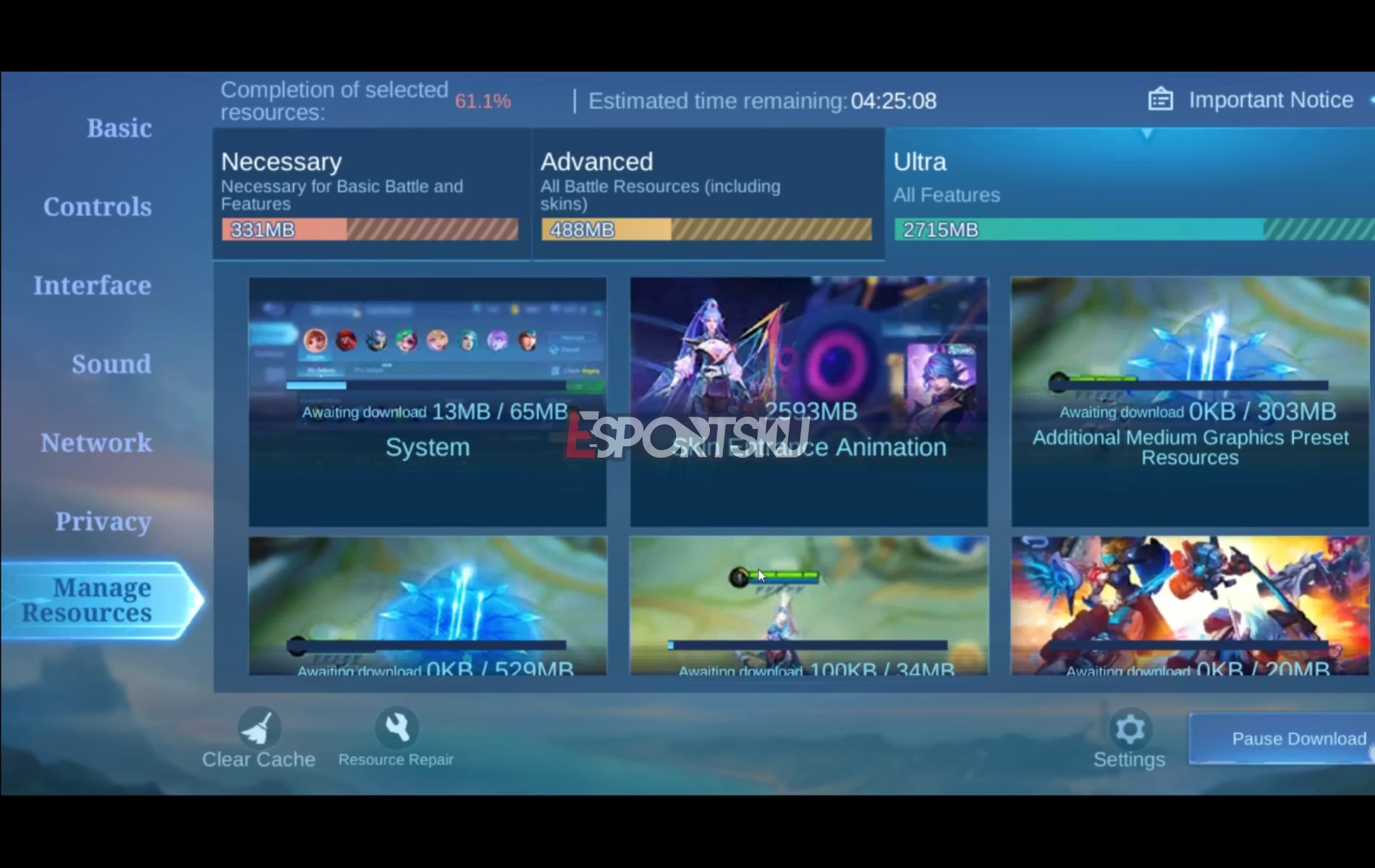 Fitur Manage Resource Ultra Mobile Legends (ML) – Esportsku