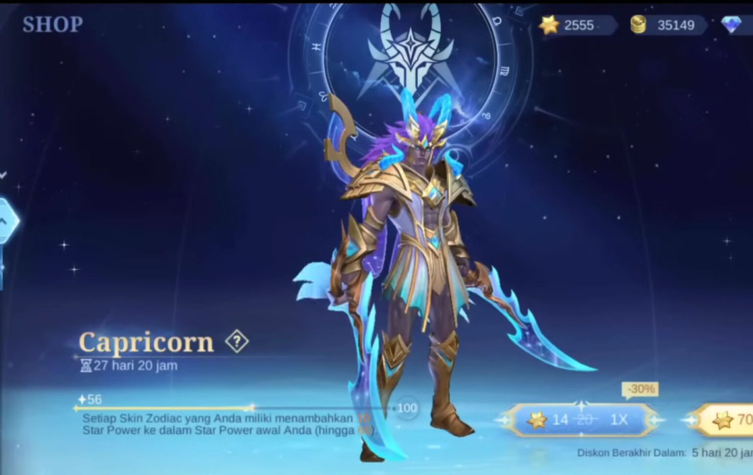 Butuh Berapa COA Dapat Skin Zodiac Martis Capricorn Mobile Legends (ML ...