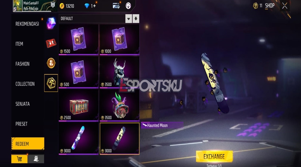 5 Cara Dapatkan Skyboard Haunted Moon Free Fire (FF) – Esportsku