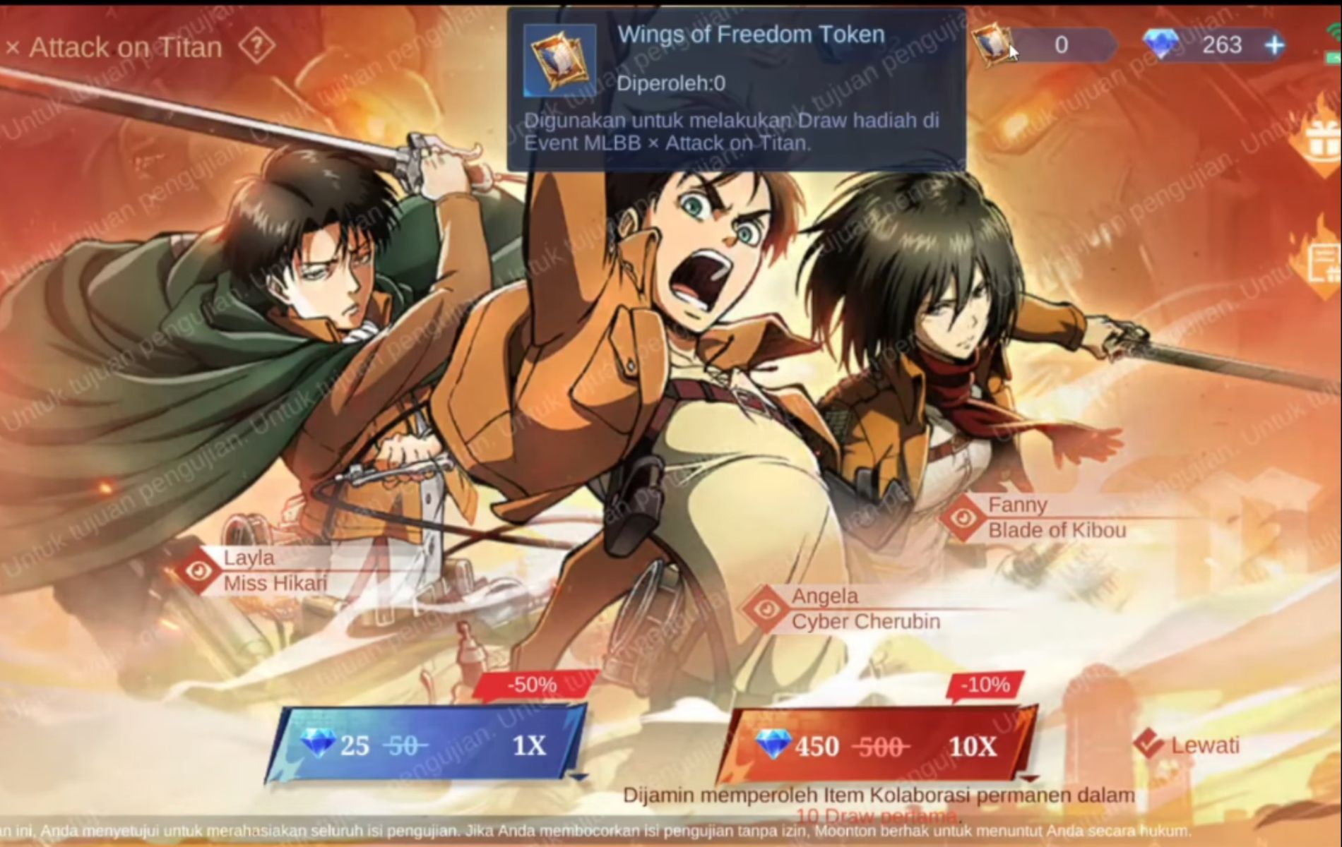 What is Wings of Freedom Attack on Titan Mobile Legends (ML)? - Esports