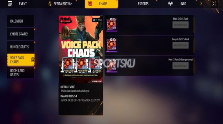 5 Cara Dapatkan Voice Pack Chaos Free Fire (FF), Suara Langka! – Esportsku