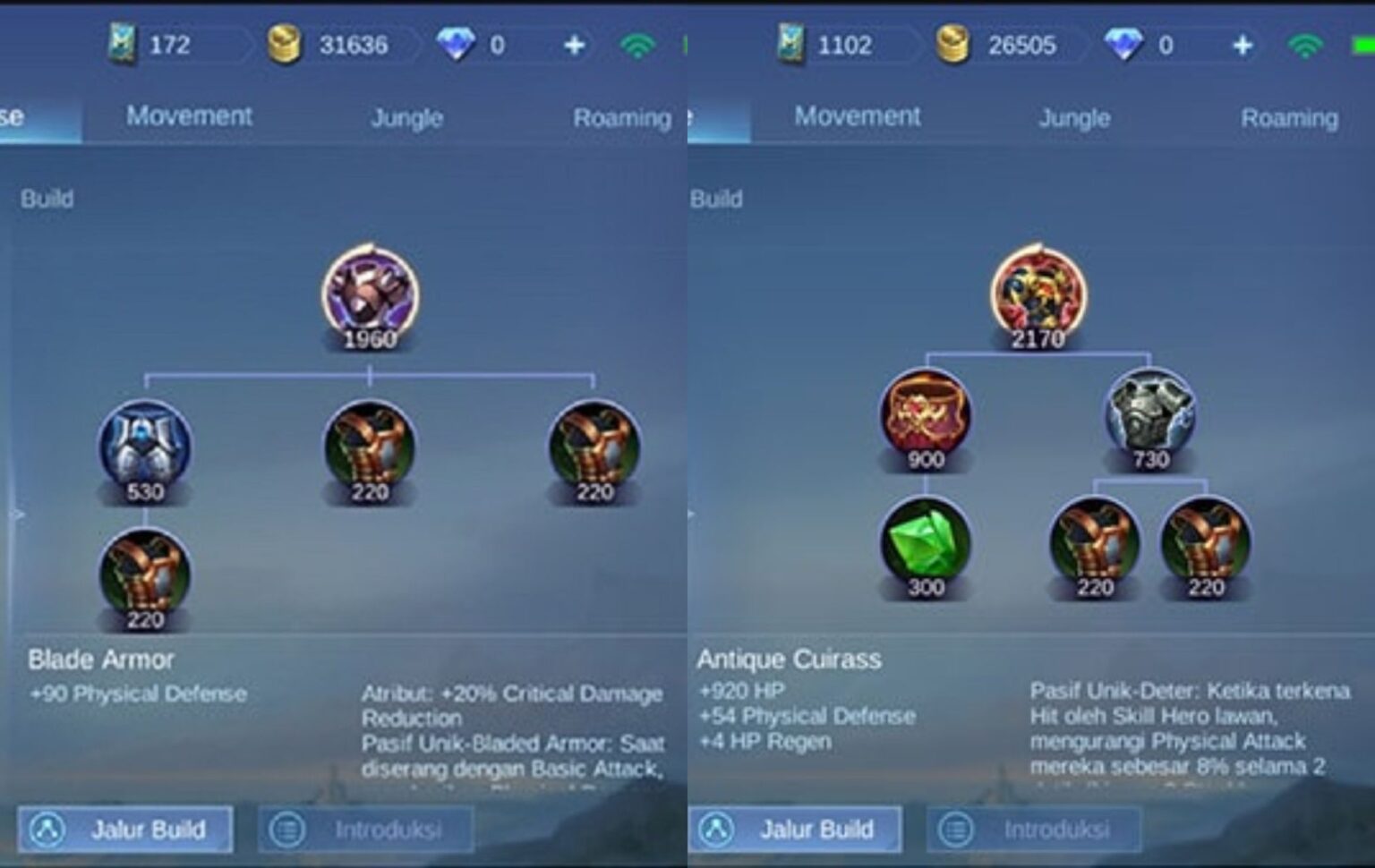 Cocok Yang Mana Item Blade Armor atau Antique Cuirass Mobile Legends ...
