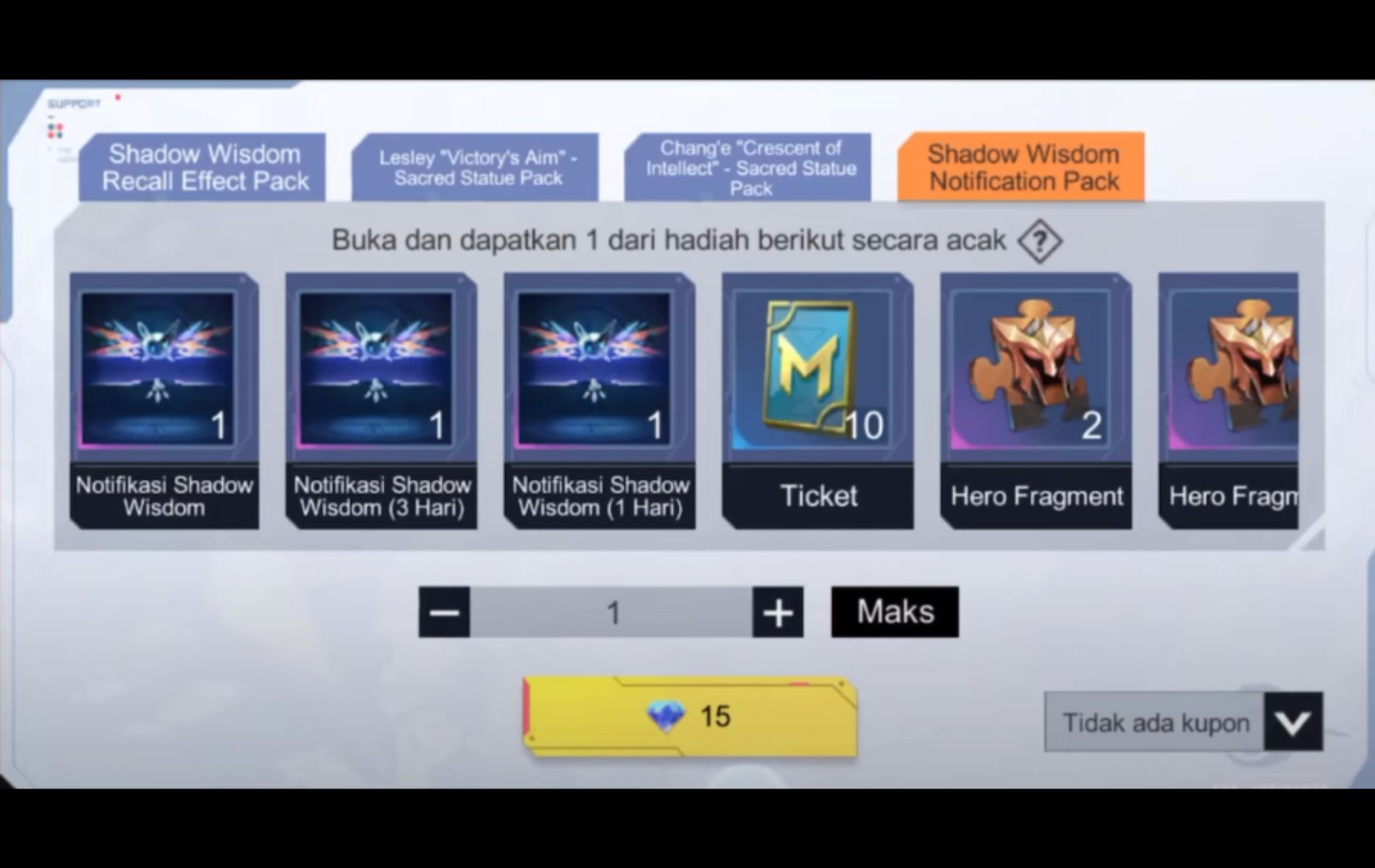 Harga Shadow Wisdom Notification Mobile Legends (ML) – Esportsku