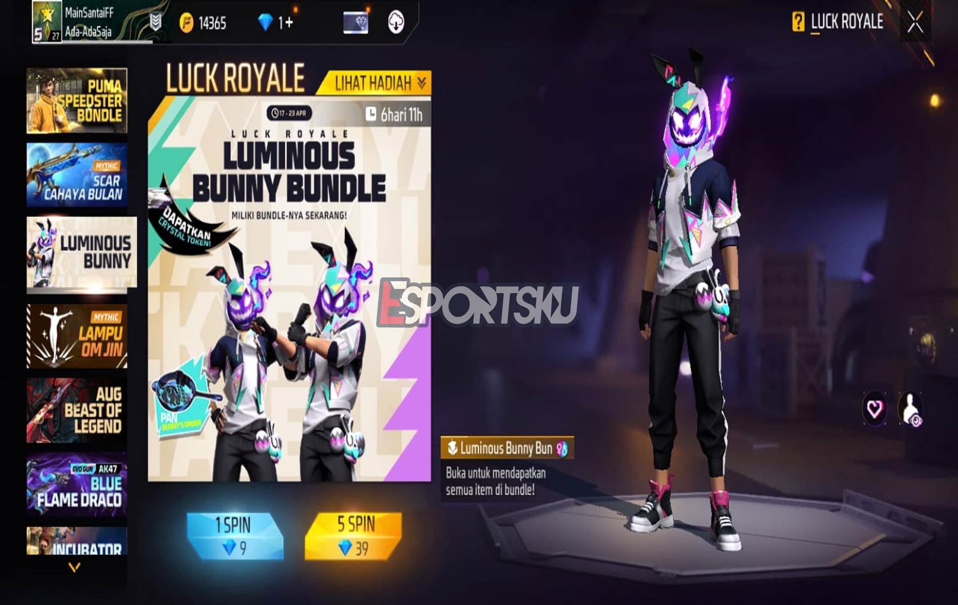 Berapa Diamond Bundle Luminous Bunny Mythic Free Fire (FF)? – Esportsku