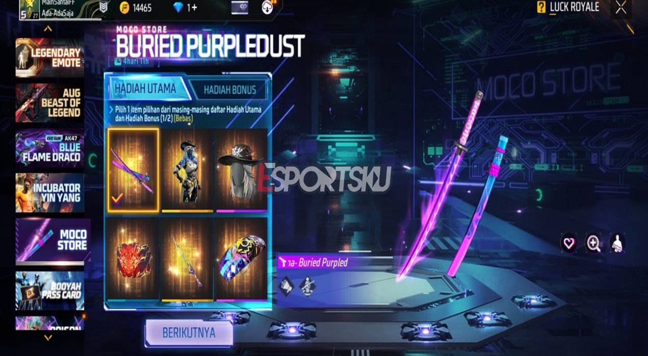 Berapa Diamond Skin Katana Buried Purpledust Epic Free Fire (FF ...