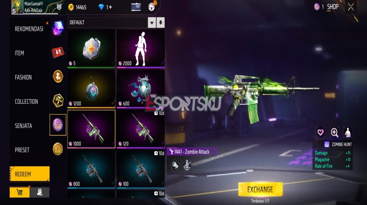 Cara Dapatkan Skin M4A1 Zombie Attack Free Fire (FF) – Esportsku
