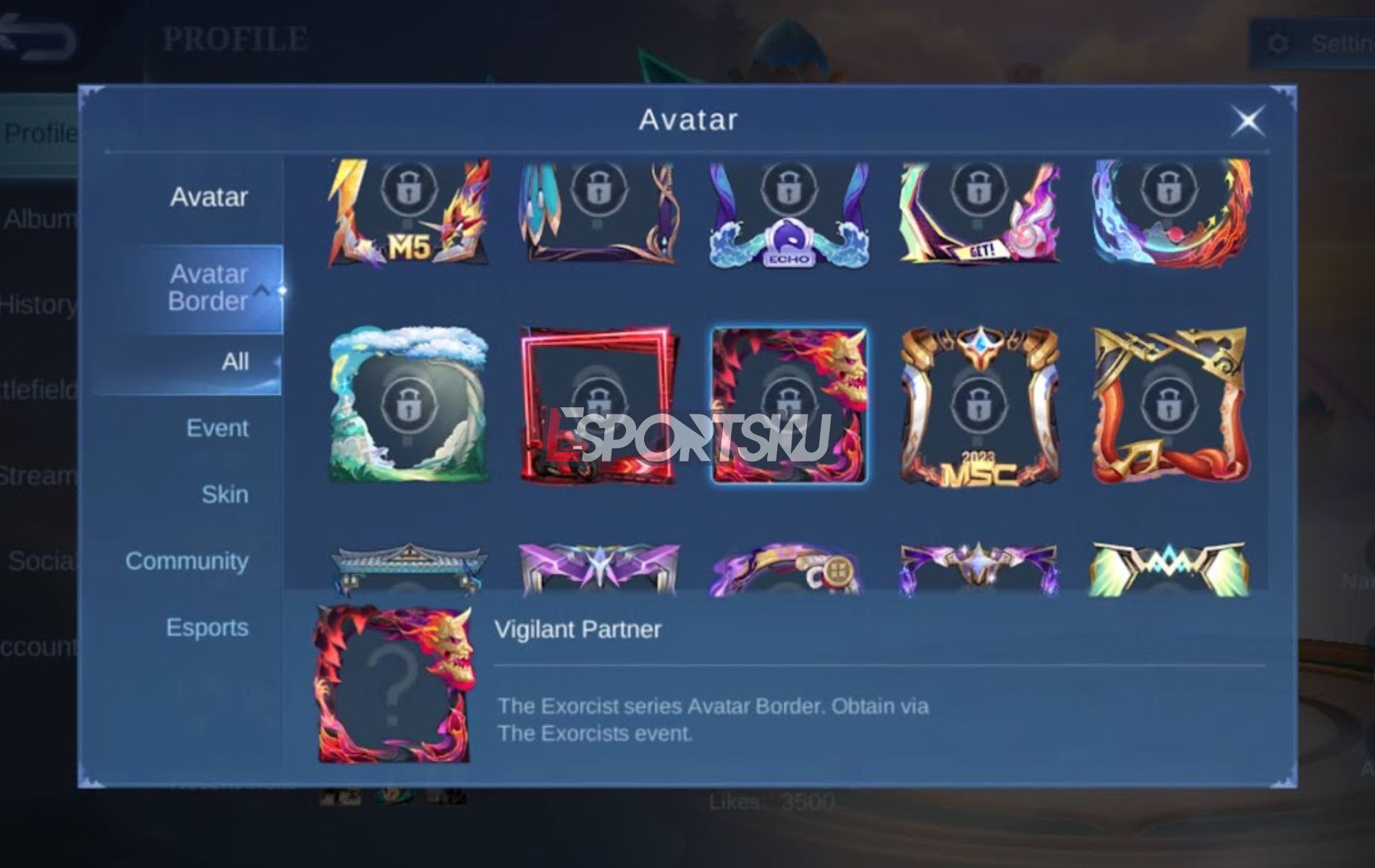 Cara Dapat Border Avatar Vigilant Partner Mobile Legends (ML) – Esportsku