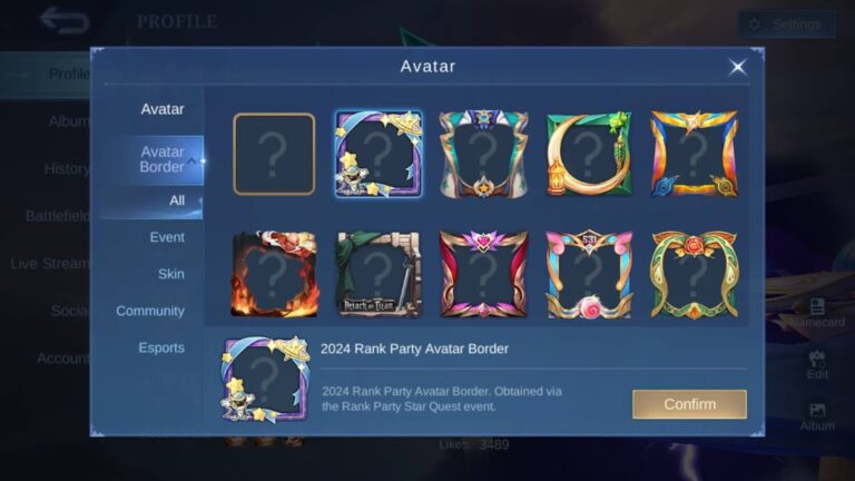 Cara Dapat Border Avatar Rank Party 2024 Mobile Legends (ML) – Esportsku