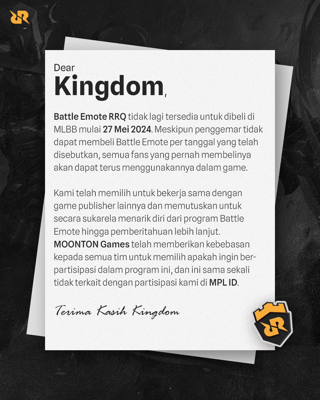 Battle Emote RRQ Tidak Bisa Beli Di Mobile Legends (ML)? – Esportsku