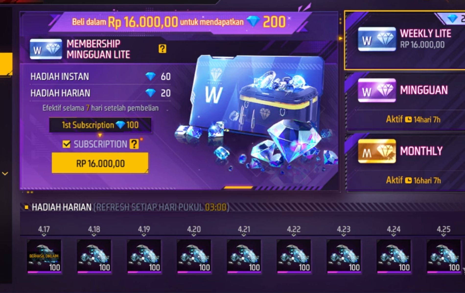 How to Top Up Weekly Membership Lite in Free Fire (FF) - Esports