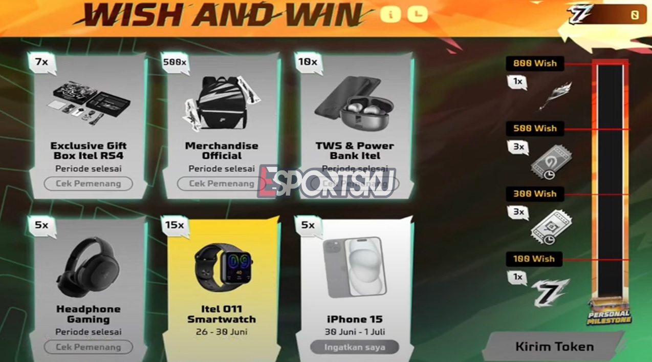 Event Wish and Win Free Fire (FF), Cara Bermain dan Hadiahnya! – Esportsku