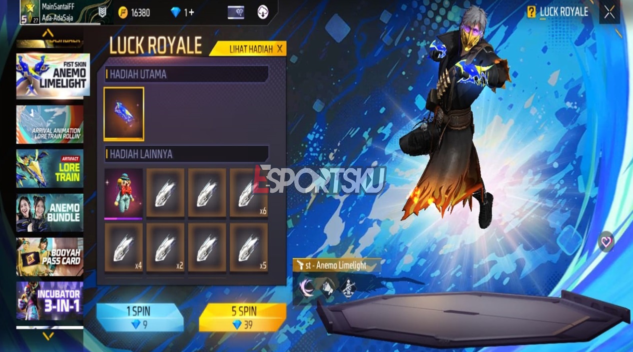 Skin Fist Anemo Limelight Free Fire (FF), Ini Cara Dapatkan, Tanggal ...