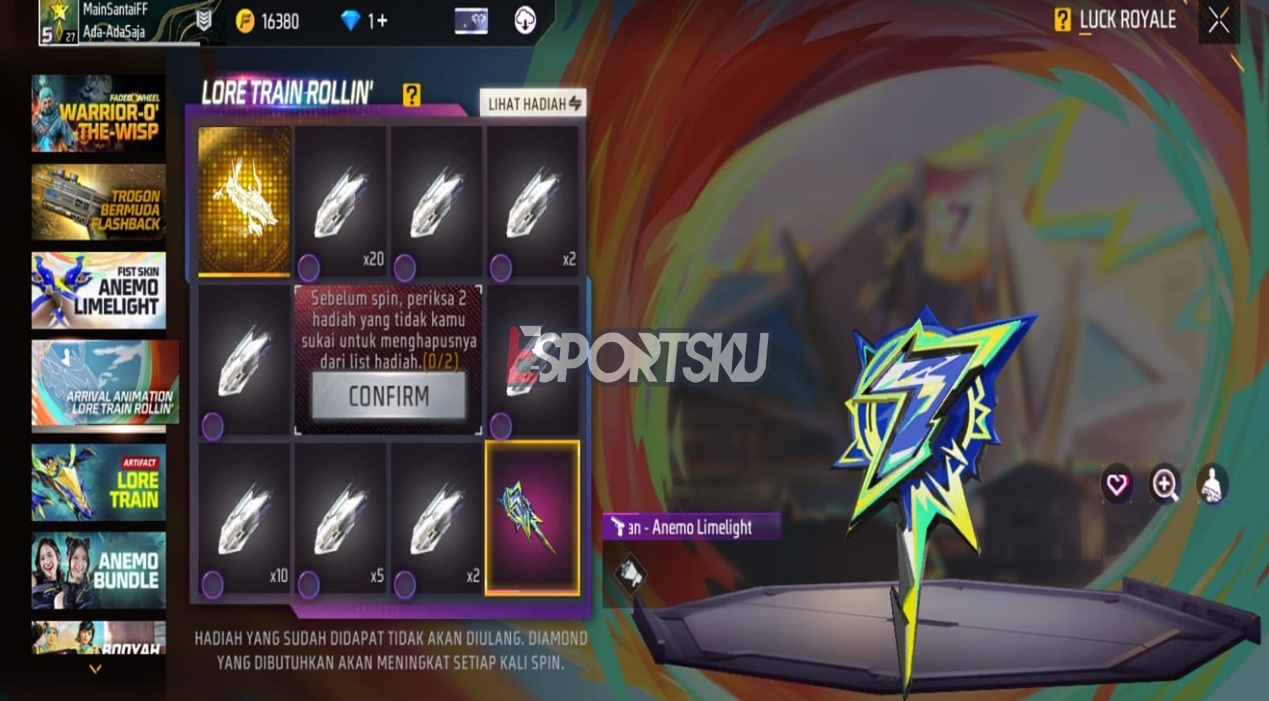 Skin Pan Anemo Limelight Free Fire (FF), Ini Cara Dapatkan, Harga dan ...