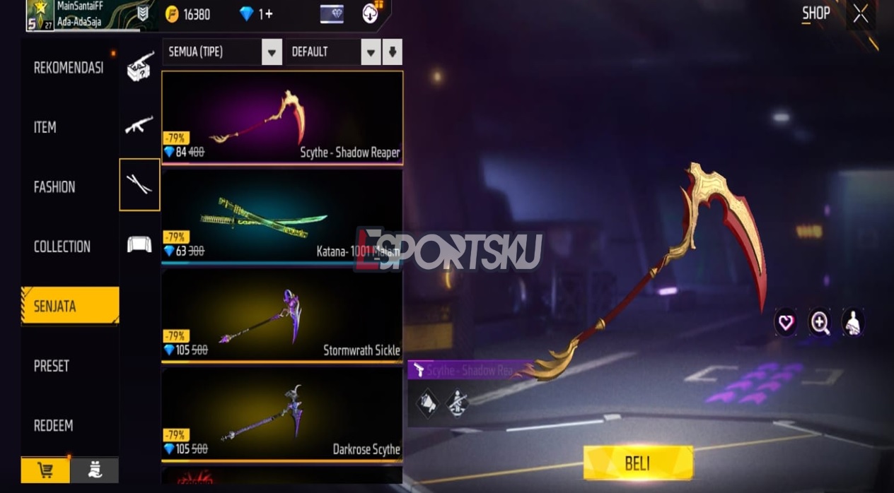 Skin Scythe Shadow Reaper Free Fire (FF), Ini Cara Dapatkan, Tanggal Rilis dan Harga! – Esportsku