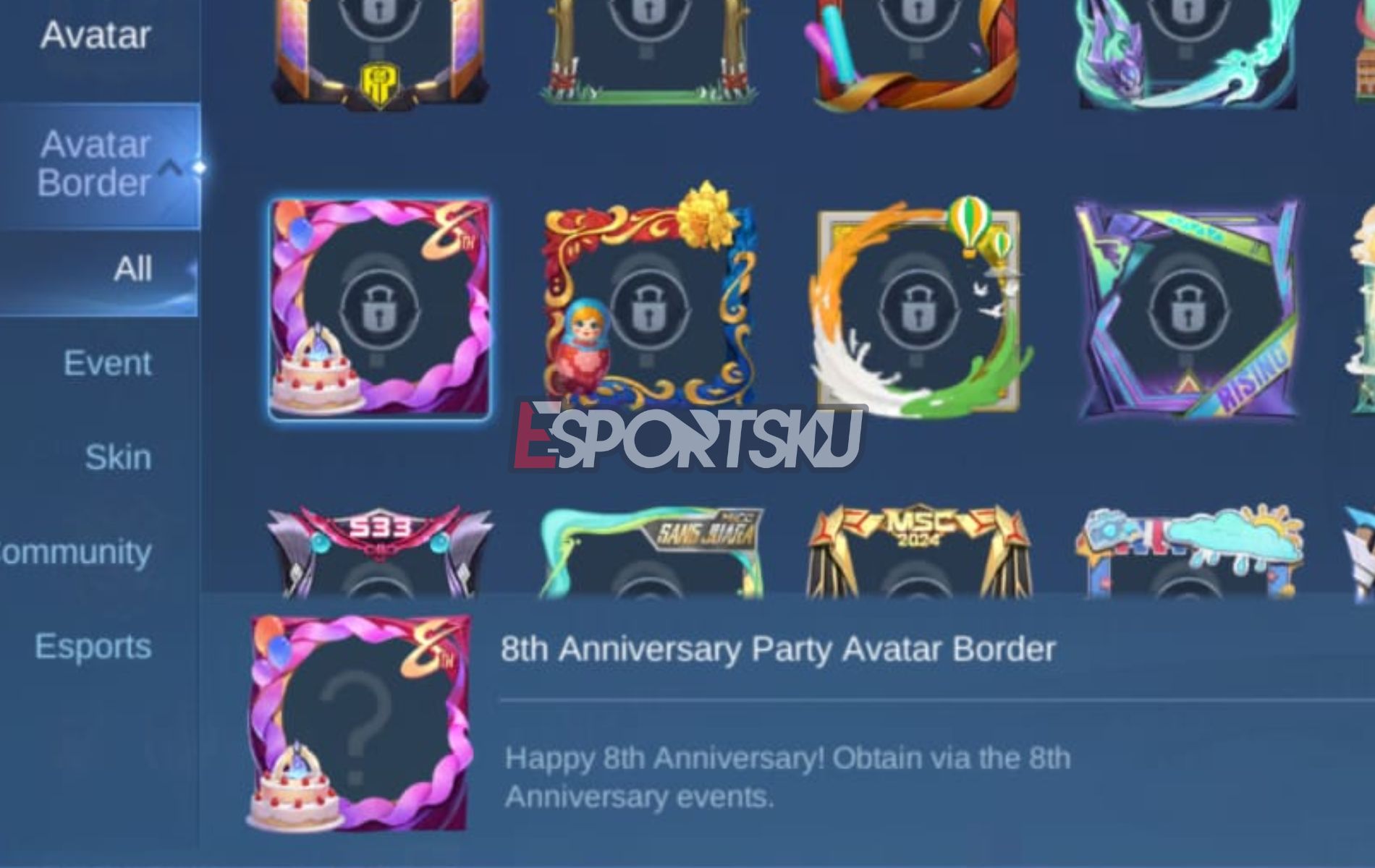 Begini Cara Dapat Border Avatar 8th Anniversary Party di MLBB – Esportsku