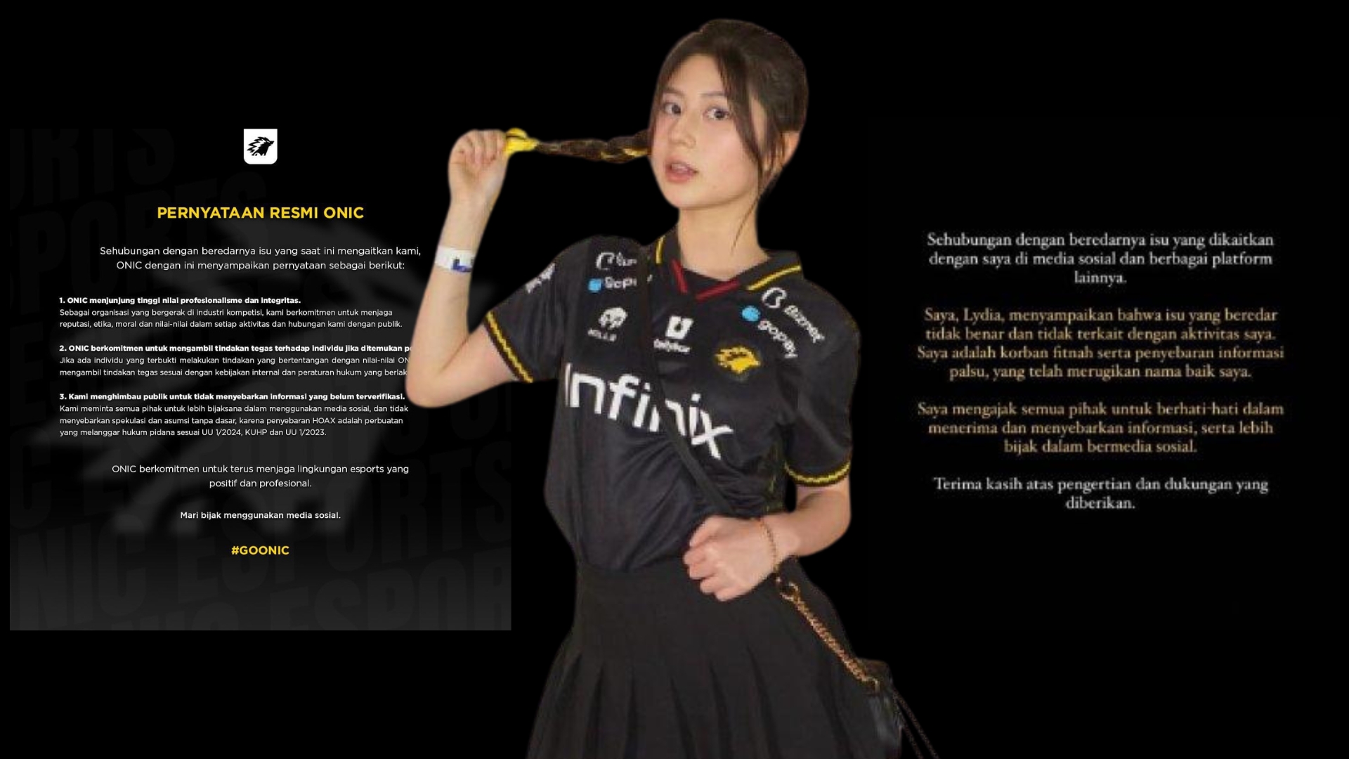 ONIC Lydia dan ONIC Esports Klarifikasi Terkait Isu Tidak Baik Yang ...