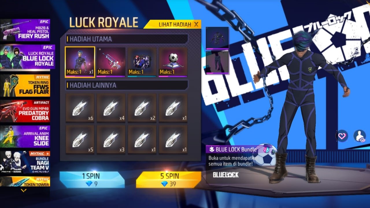 Blue Lock Bundle Terbaru Free Fire, Cara Mendapatkan Bundle Blue Lock ...