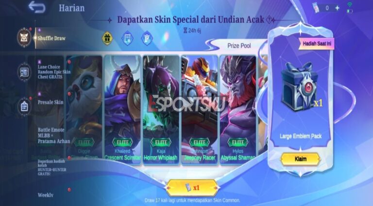 TERBARU! Event Shuffle Draw MLBB: Pilih Hadiah GRATIS Sesukamu! – Esportsku