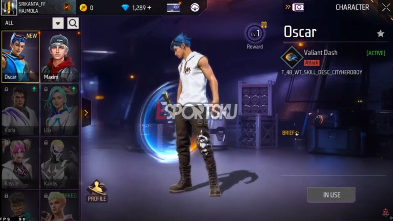 Karakter Oscar Free Fire (FF), Pelari Berkekuatan Mobil! – Esportsku