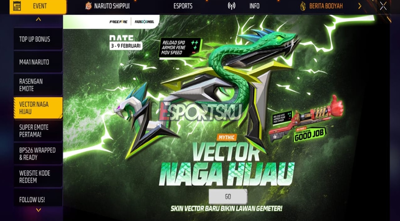 Skin Vector Naga Hijau Free Fire (FF) Bikin Lawan Takjub! Begini Cara ...