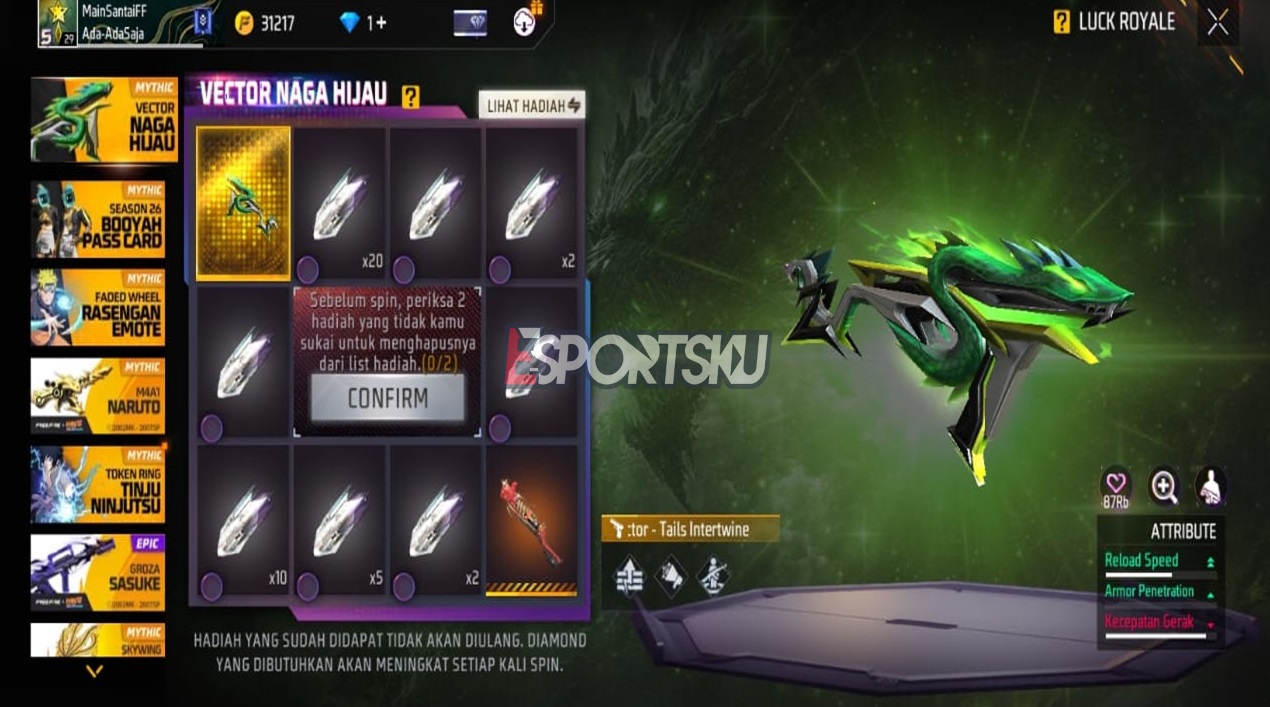 Skin Vector Naga Hijau Free Fire (FF) Bikin Lawan Takjub! Begini Cara ...