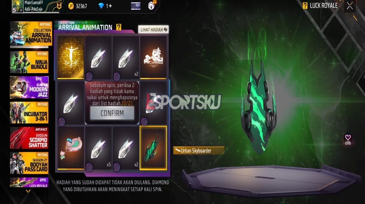 Skyboard Urban Skyboarder FF Terbaru, Cara Mudah Dapatkannya! – Esportsku