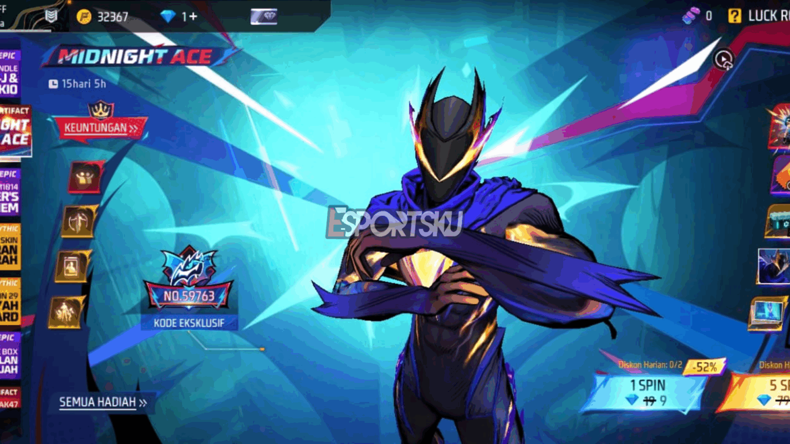 Cara Dapatkan Bundle Midnight Ace Free Fire (FF) – Esportsku