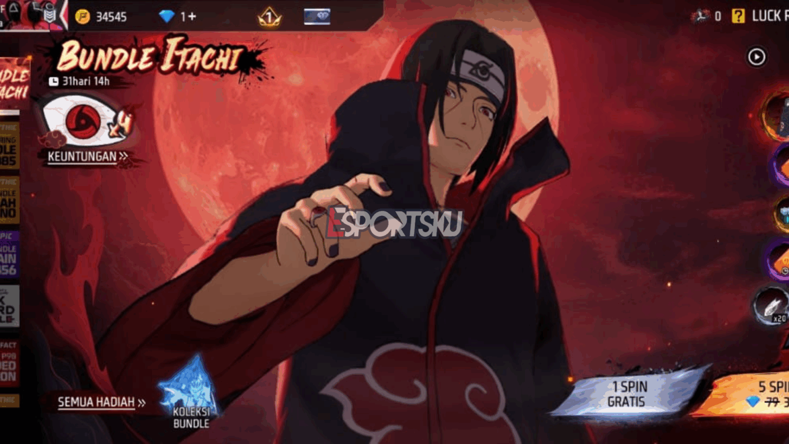 Cara Dapatkan Skydive Susanoo Itachi Free Fire (FF) – Esportsku