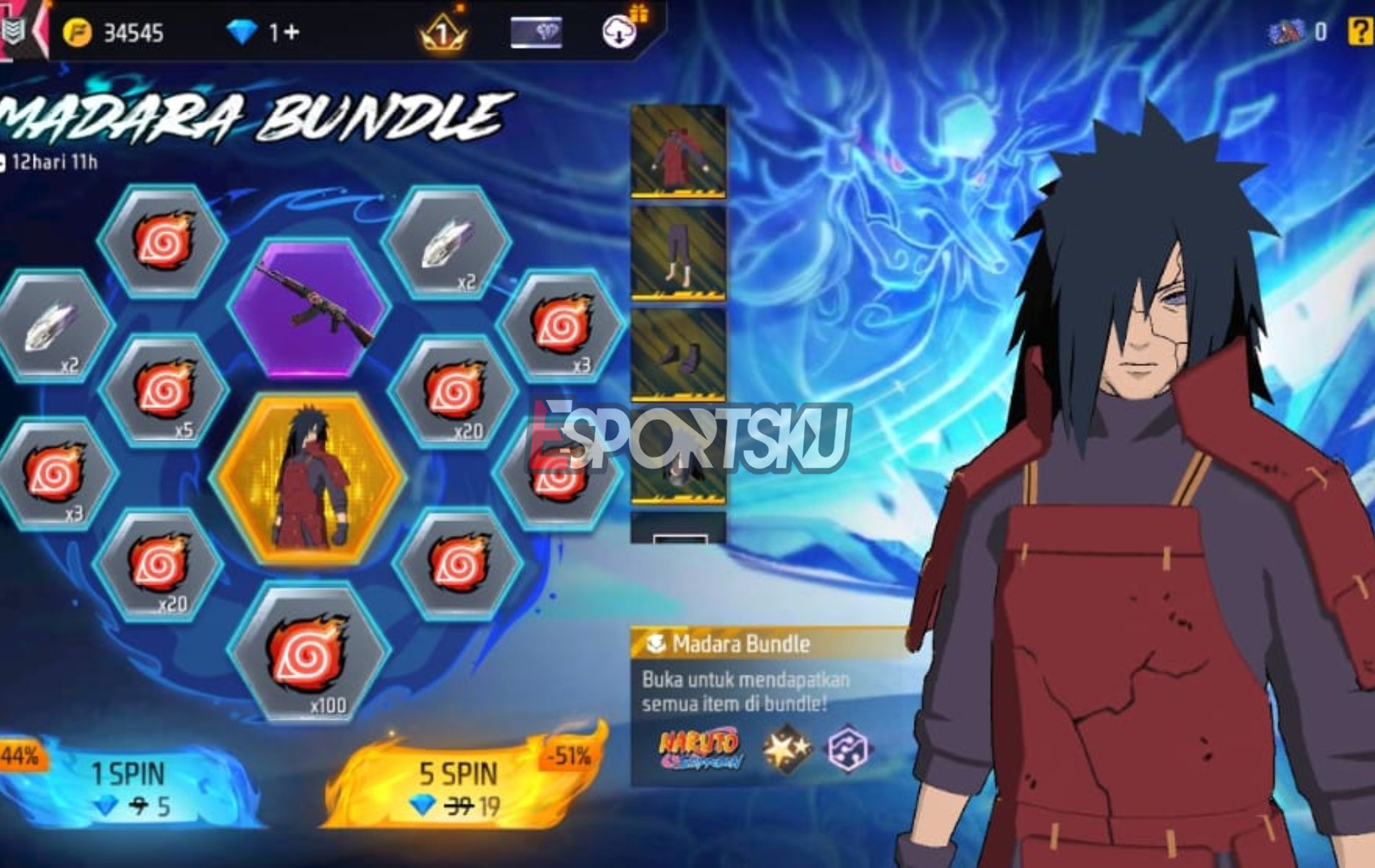 Cara Mendapatkan Bundle Madara Free Fire (FF) – Esportsku